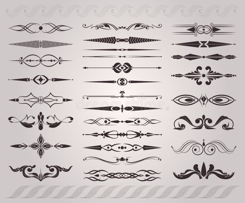 Vector Set of Vintage Decorative Elements for Book Pages and Wedding ...