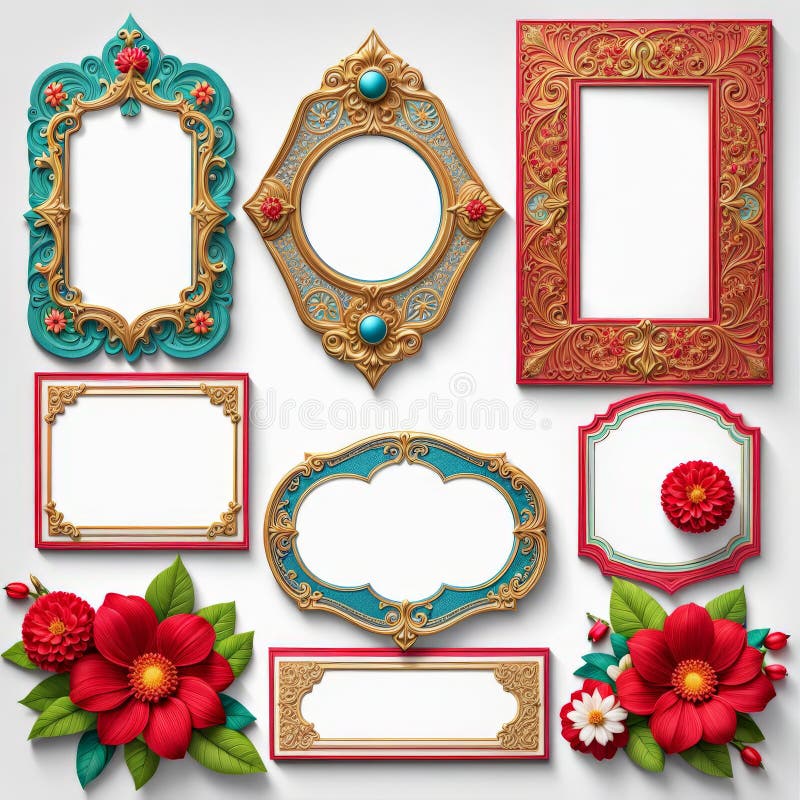 Vector Set of Vintage Decorative Frames Stock Illustration ...