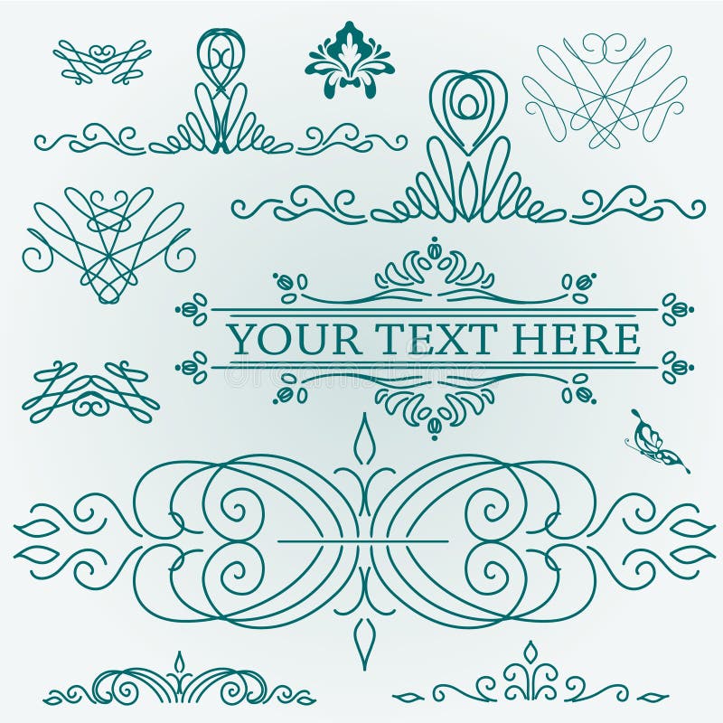 Vector Set of Vintage Design Elements Stock Vector - Illustration of ...