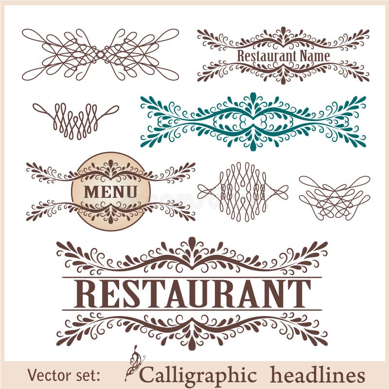 Vector Set of Vintage Design Elements Stock Vector - Illustration of ...