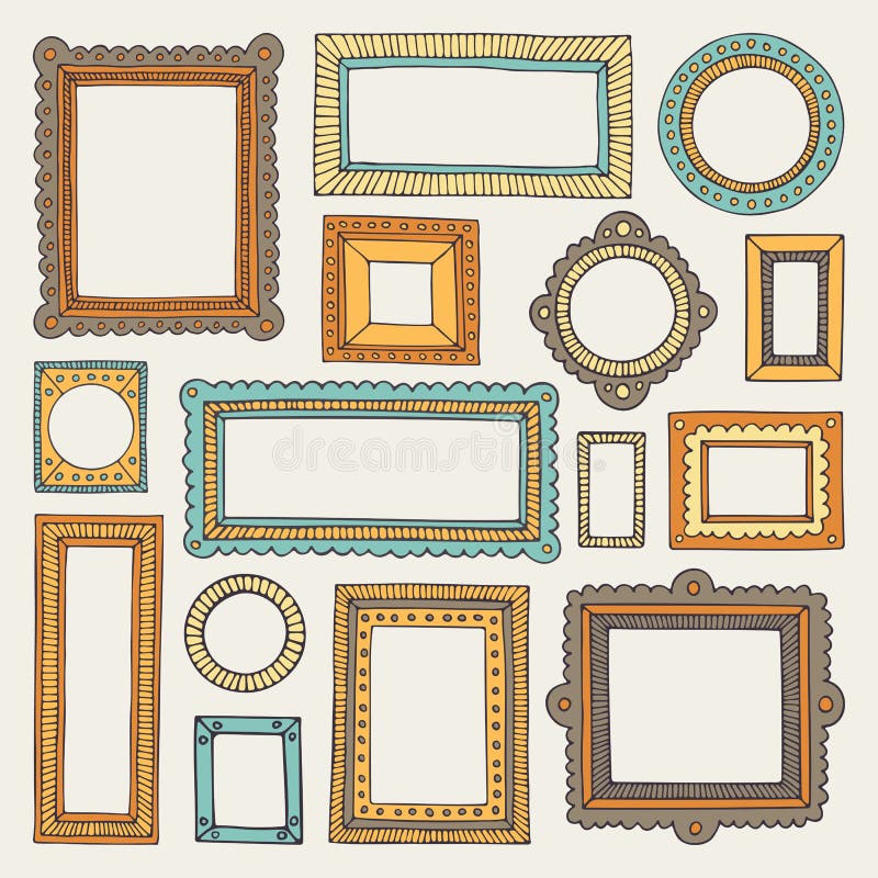 Set of Hand Drawn Picture Frames Stock Vector - Illustration of drawing ...