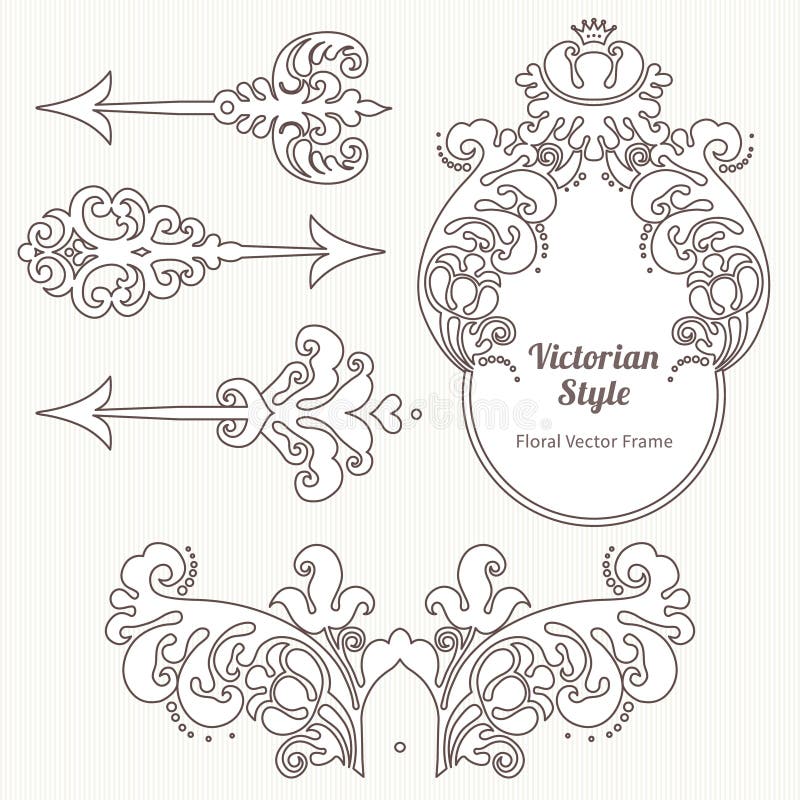Vector Set of Vintage Elements in Victorian Style. Stock Vector ...