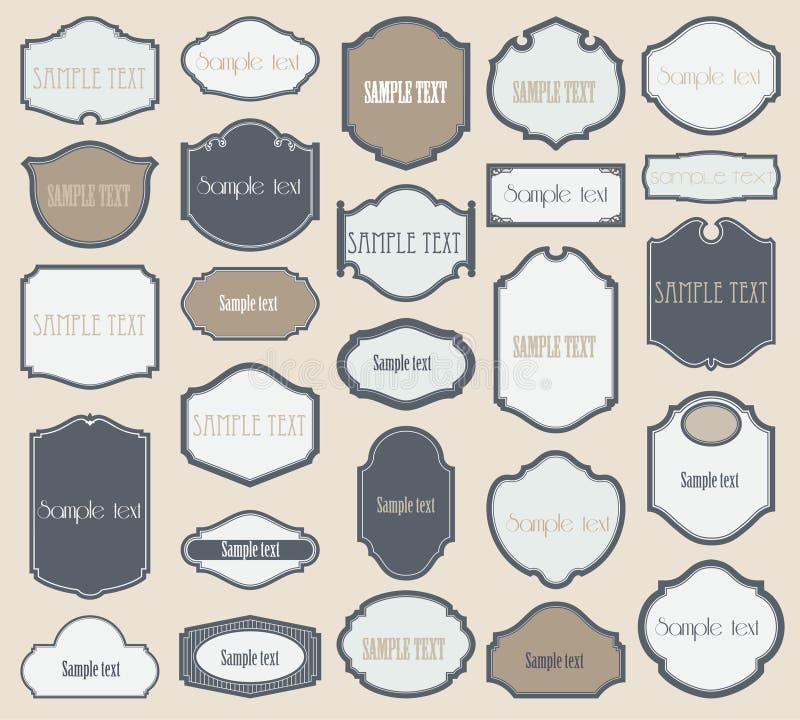 Vintage Label Frames. Old Frame Shapes, Decorative Label and Retro ...