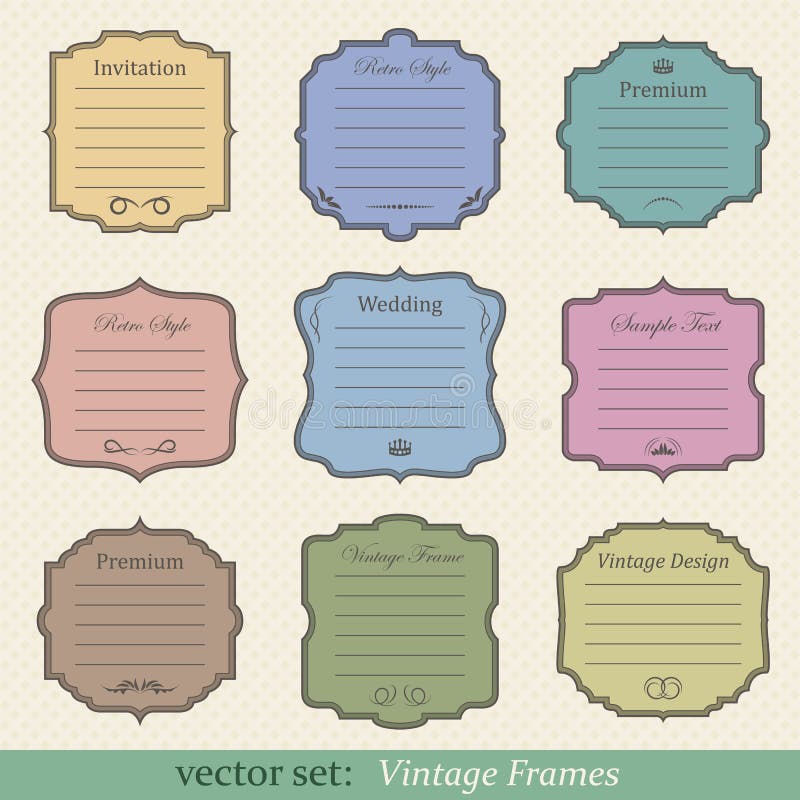 Vector Set of Vintage Frames Stock Vector - Illustration of color ...