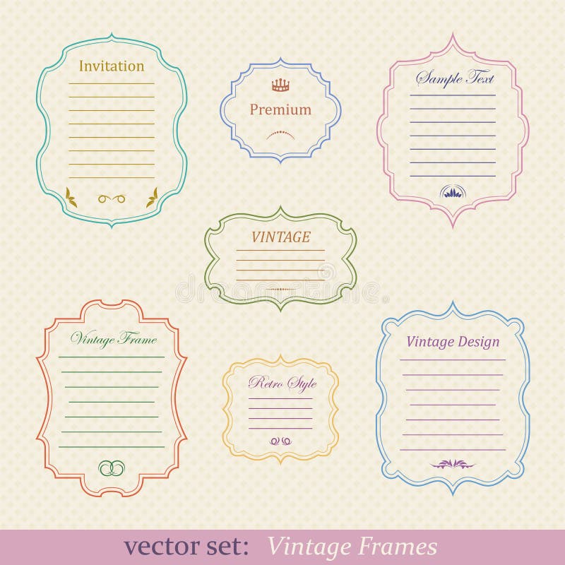 Vector Set of Vintage Frames Stock Vector - Illustration of curve ...