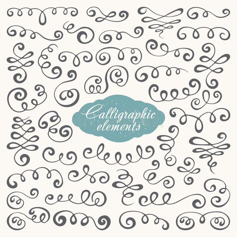 Set of Decorative Calligraphic Elements Stock Vector - Illustration of ...