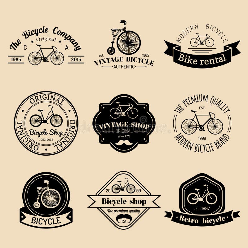 Vector Set of Vintage Hipster Bicycle Logo. Modern Bike Badges or ...