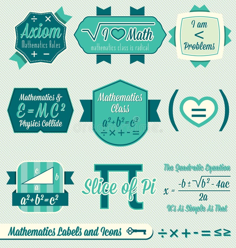 Vector Set: Vintage Math Labels and Icons Stock Vector - Illustration ...