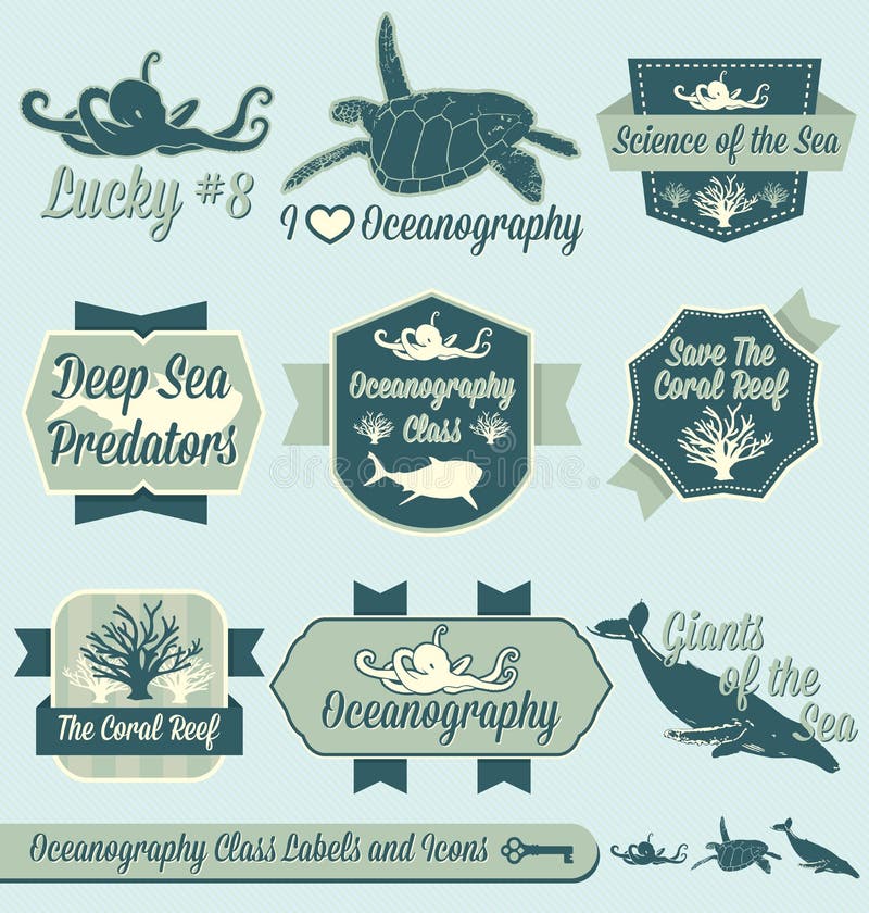 Vector Set: Vintage Oceanography Class Labels Stock Vector ...