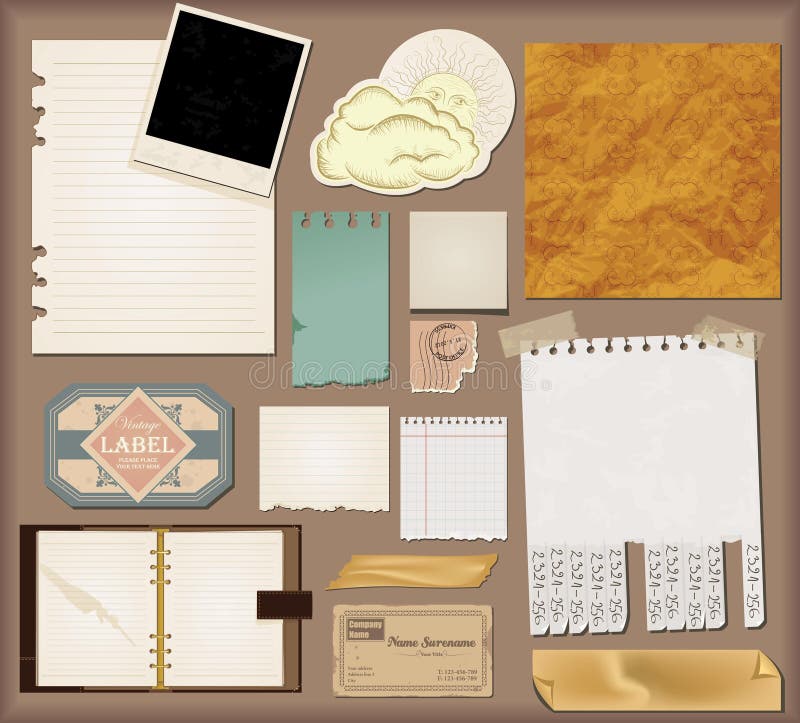 Scrapbooking Set of Old Paper Objects Stock Vector - Illustration of ...