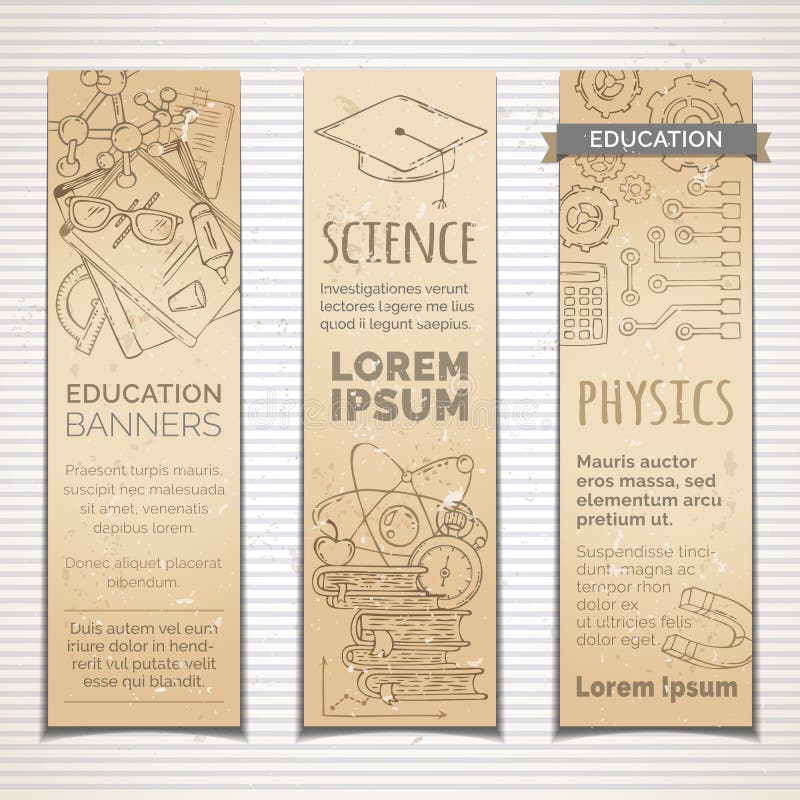 Vector Set of Vintage Science Vertical Banners. Stock Vector ...