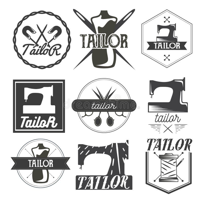 Vector Set of Vintage Sewing Logo, Design Elements and Emblems. Tailor ...