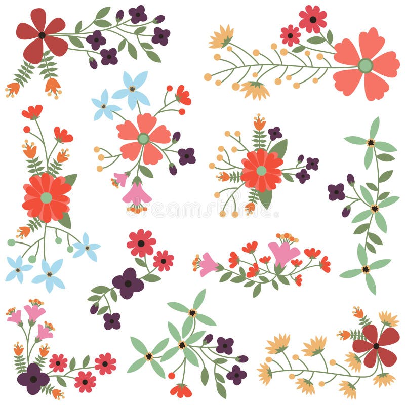 Vector Set of Vintage Style Flower Clusters Stock Vector - Illustration ...