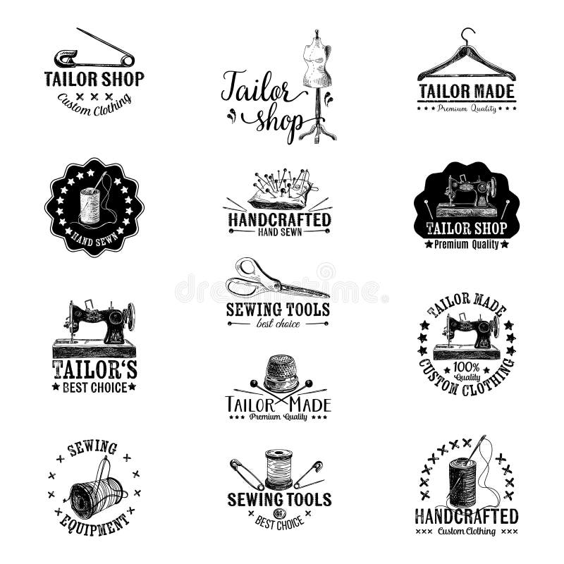 Vector Set of Vintage Tailor Labels, Badges and Stock Vector - Illustration of label, craft ...