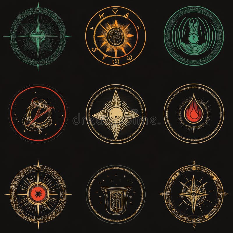 Vector Set of Vintage Wind Rose Emblems, Badges and Design Elements ...
