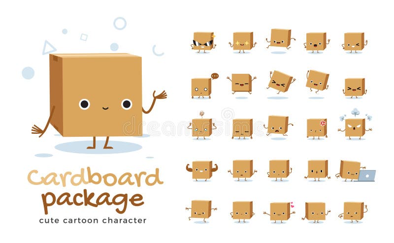 Vector Set Von Cartoon-Bilder Von Pappe Box Vector Illustration Stock ...