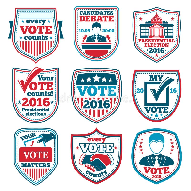 Elections labels set stock vector. Illustration of badges - 39990699