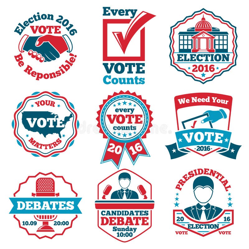 Vintage election badges editorial image. Illustration of democracy ...