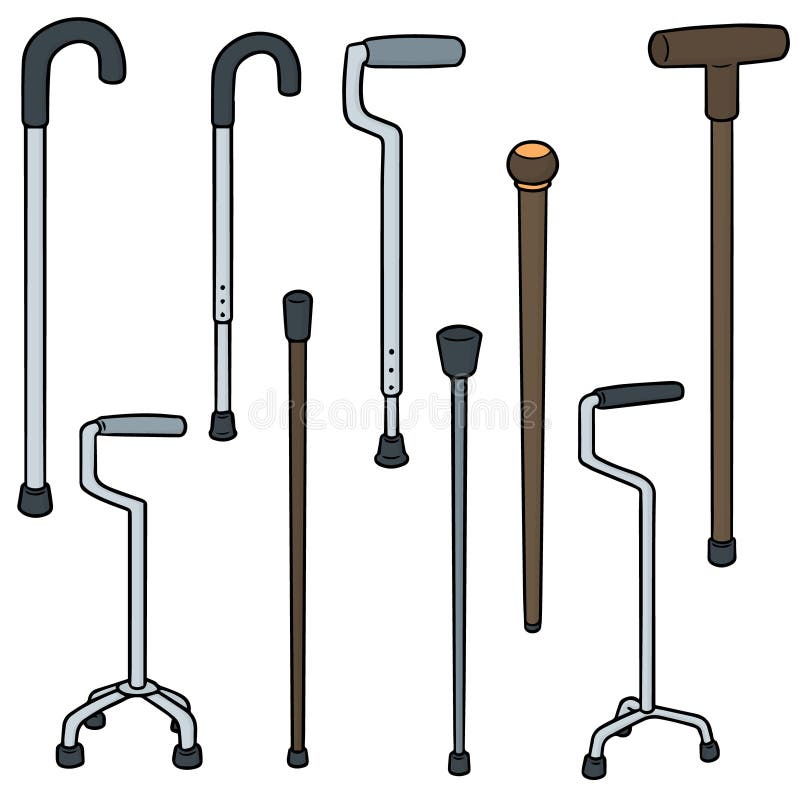 Vector Set of Walking Stick Stock Vector - Illustration of grip, haft ...