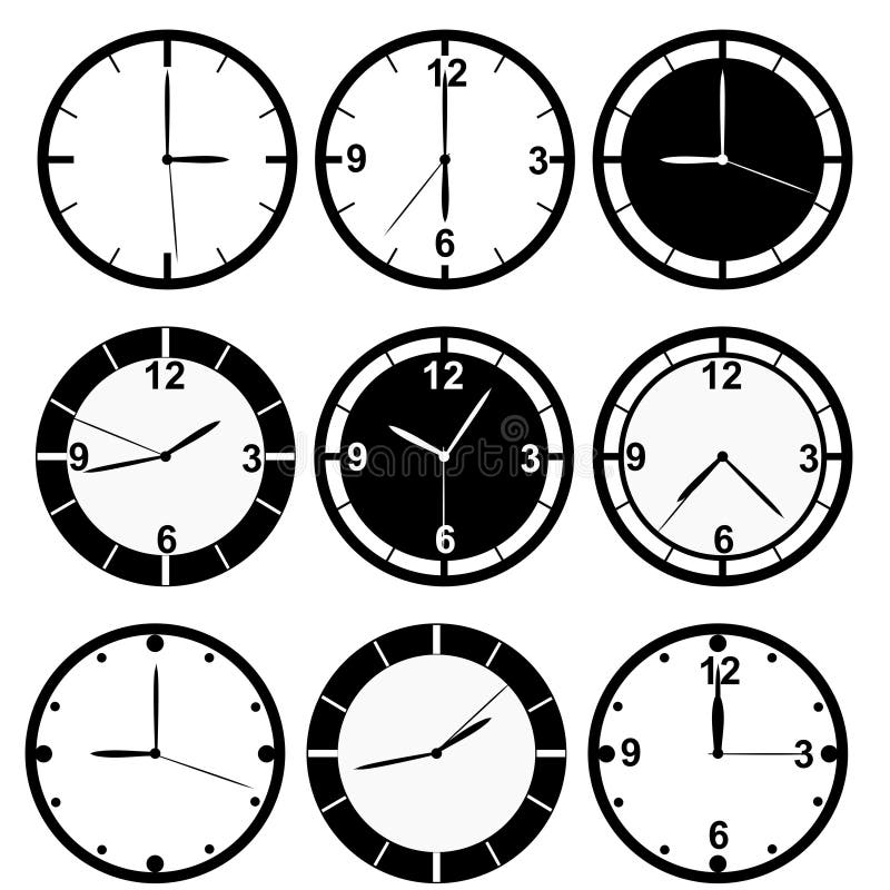 Vector Set of Wall Clock Icon Illustrations Stock Vector - Illustration ...