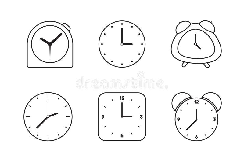 Vector Set of Wall Clock Icon Symbols Stock Illustration - Illustration ...