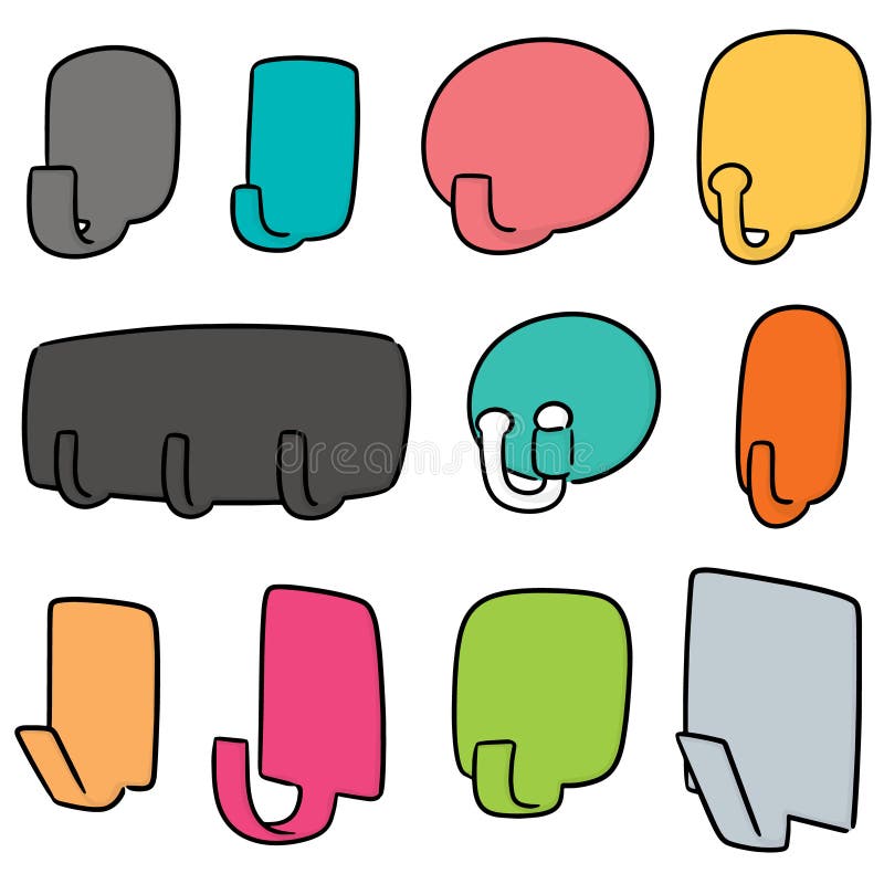 Vector set of wall hook stock vector. Illustration of drawn - 144513453