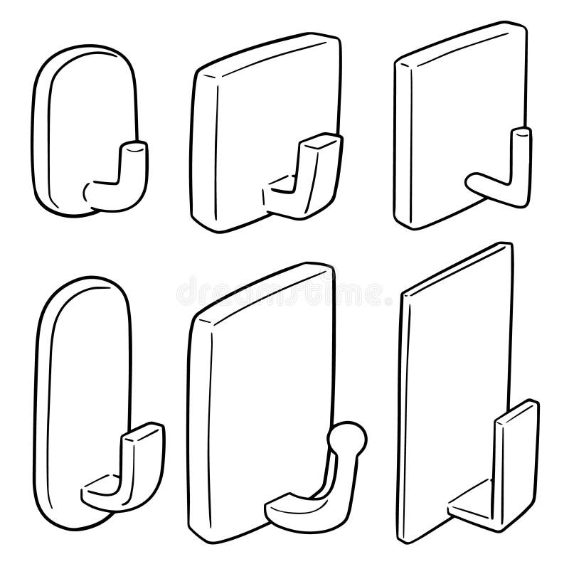 Vector set of wall hooks stock vector. Illustration of drawing - 121026458