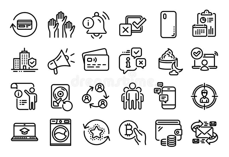 Vector Set of Washing Machine, Loyalty Points and Smartphone Cover Line ...