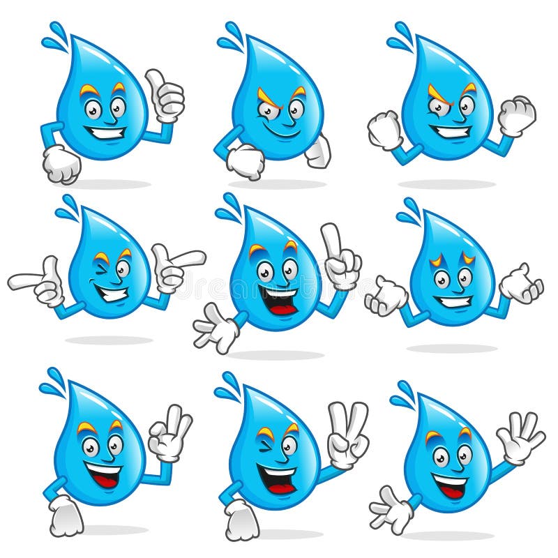 Vector set of water mascot stock vector. Illustration of pack - 114485081
