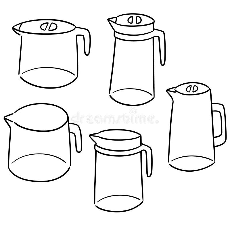Vector Set of Water Pitcher Stock Vector - Illustration of doodle, home ...