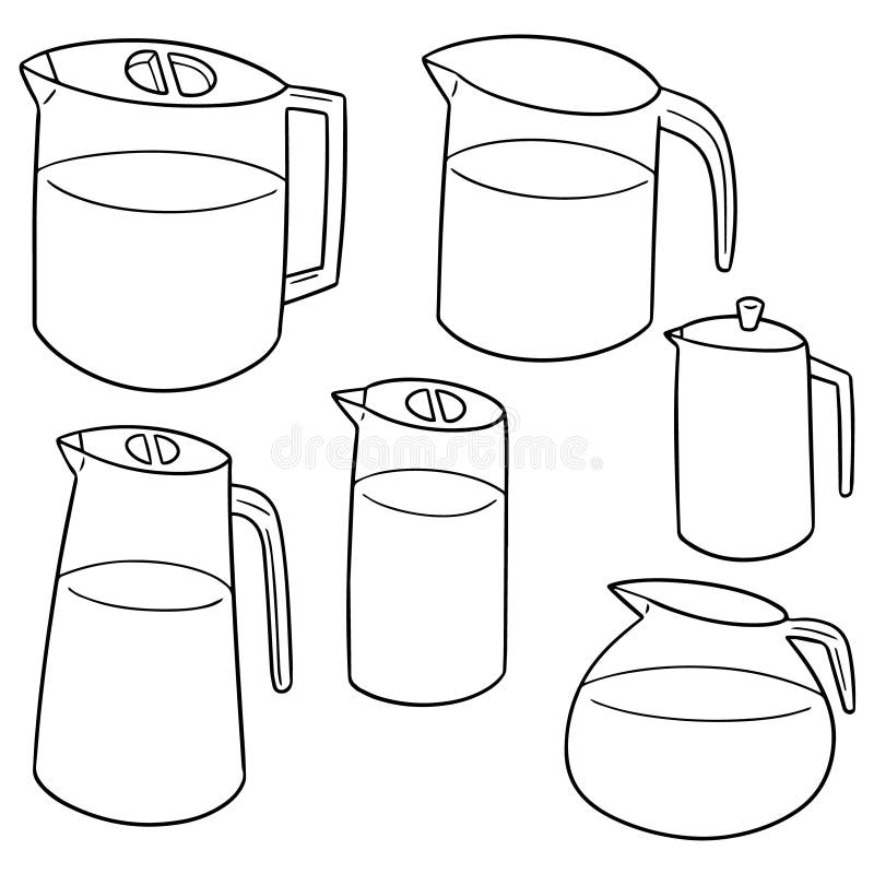 Vector Set of Water Pitcher Stock Vector - Illustration of icon ...