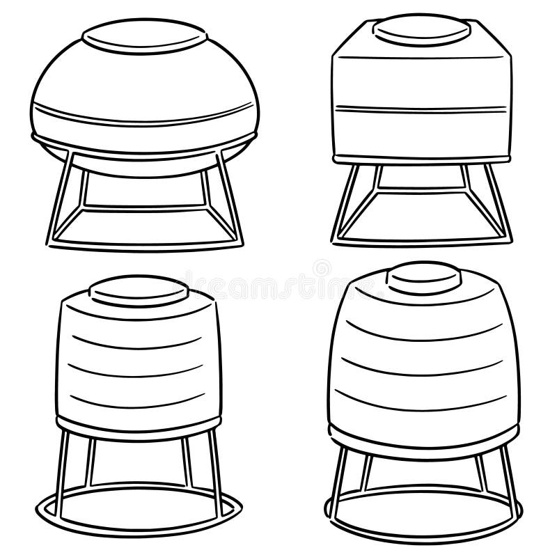 Vector Set of Water Storage Tanks Stock Vector - Illustration of drink ...