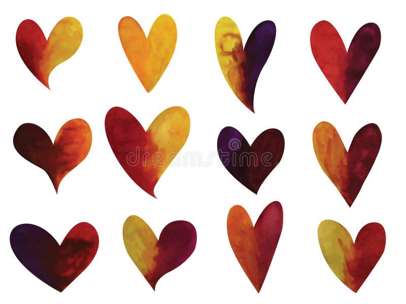 Vector Set of Gradient Watercolor Elements for Design Isolated on White ...