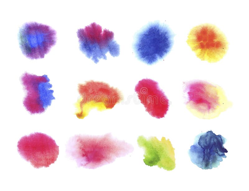 Vector Set of Watercolor Gradient Spots, Soft Wash Paint, Different ...