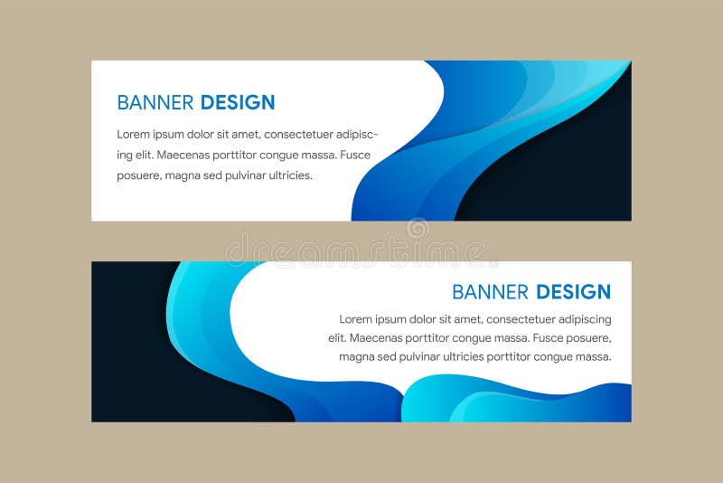 Vector Set of Wavy Banners, Blue Wave Web Headers. Stock Vector ...
