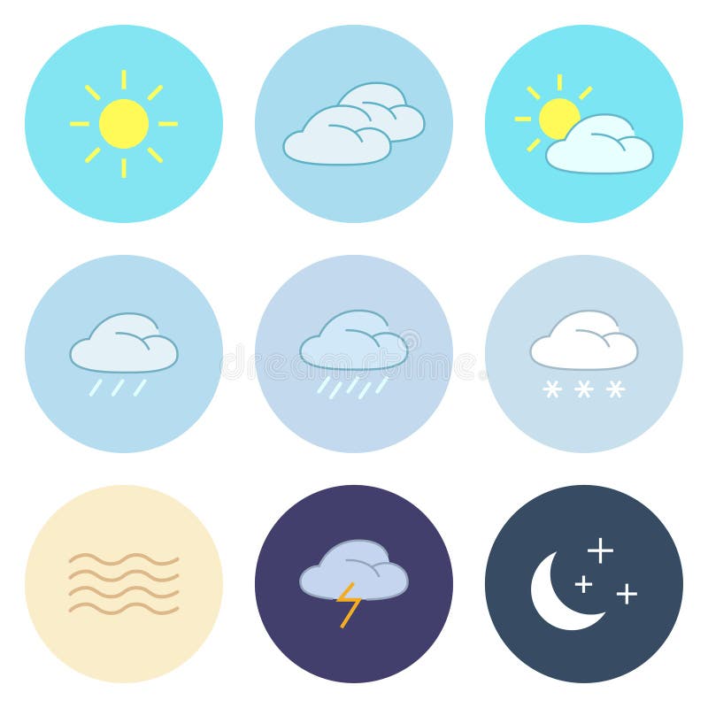 Vector Set of Weather and Climate Conditions Icons Stock Vector ...