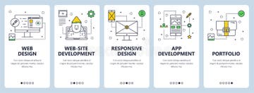 Vector Modern Thin Line Web Design Concept Banner Set Stock Vector ...