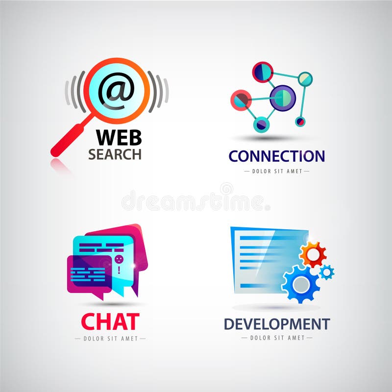 Vector Set of Web Logos, Connection, Search Stock Vector - Illustration ...