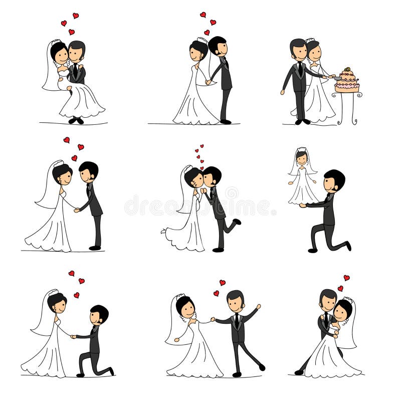 Vector Set of Wedding Couples Stock Vector - Illustration of icon, wife ...