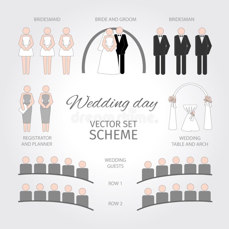 Vector Set Wedding Day. Infographic Stock Vector - Illustration of ...