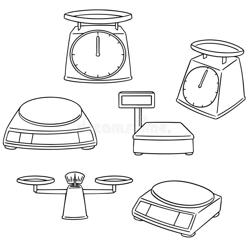 Vector Set of Weighing Machine Stock Vector - Illustration of equipment ...