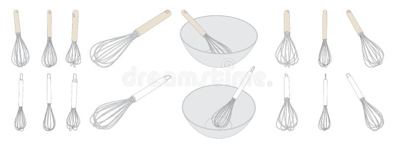 Vector Set of Whisk Hand Mixer, the Egg Beater Tool Stock Vector ...