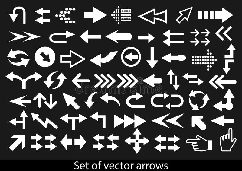 Vector Set of White Arrows on a Black Background Stock Vector ...