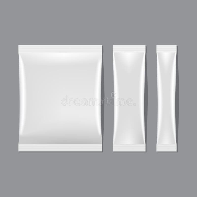 White Blank Sachet Packaging, Stick Pack Stock Vector - Illustration of ...