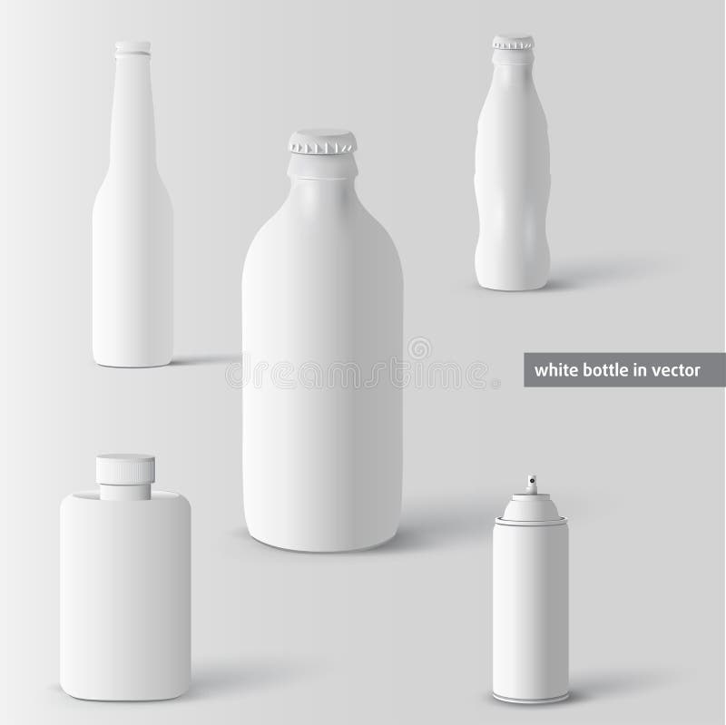 Vector Set of White Bottles Stock Vector - Illustration of fluid ...