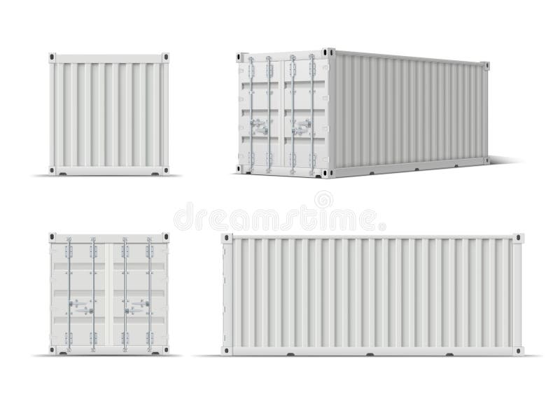 Vector Set of White Shipping Containers for Storing Things. Stock ...