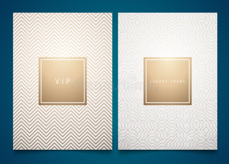 Vector Set White Packaging Templates with Different Golden Linear ...