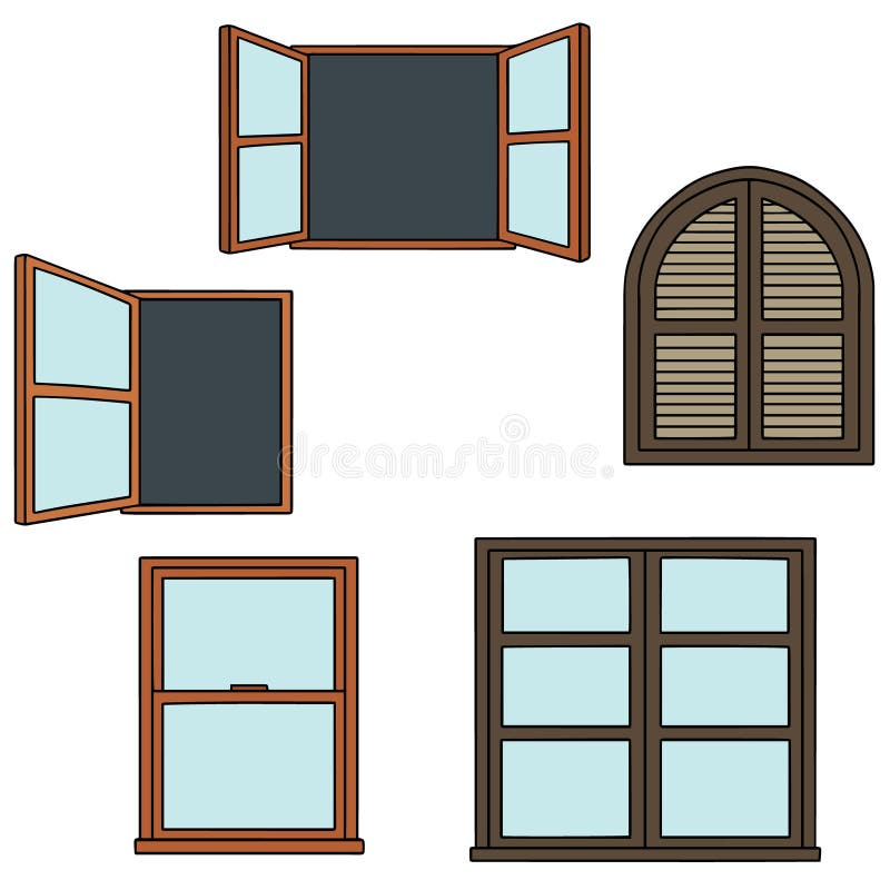 Vector set of window stock vector. Illustration of open - 117697810