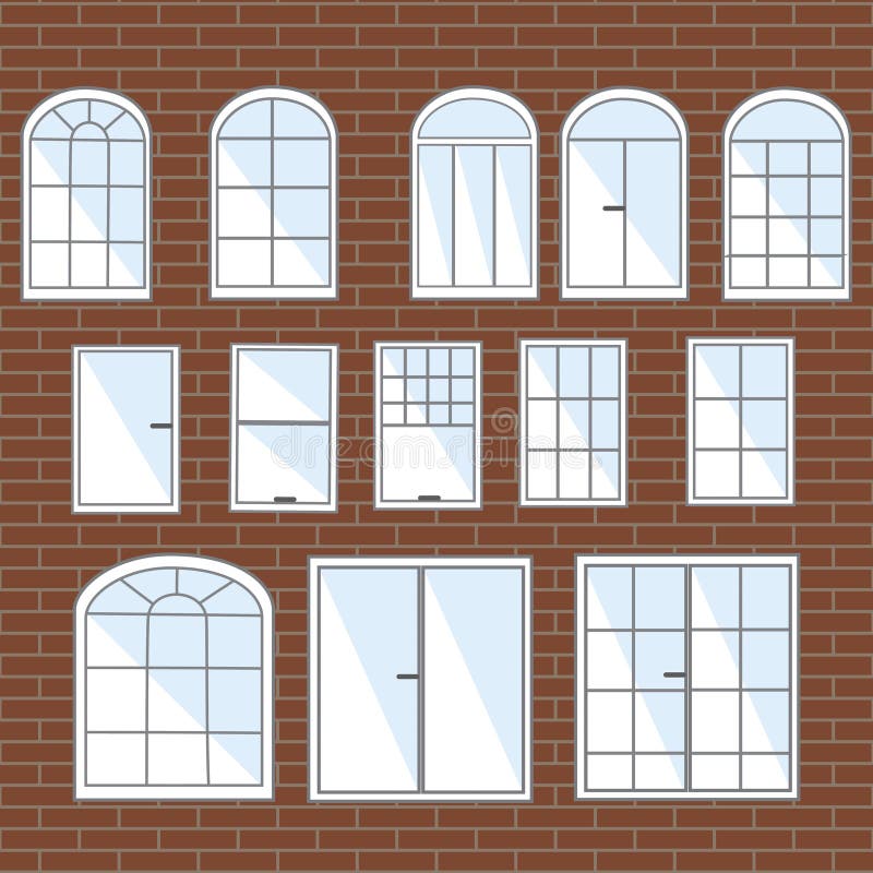Vector Set Of Windows. Collection Of Stylized Interior Stock Vector ...