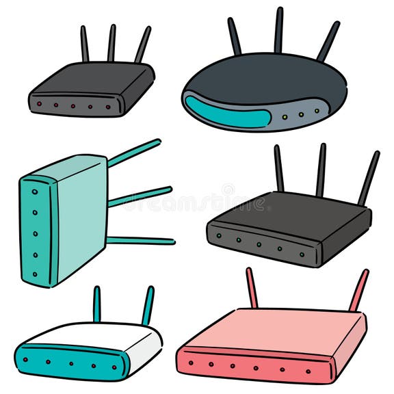 Vector Set of Wireless Router Stock Vector - Illustration of cartoon ...